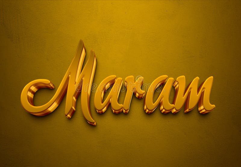 Golden 3D Editable Text Effect of Arabic Name Maram Stock Photo - Image ...