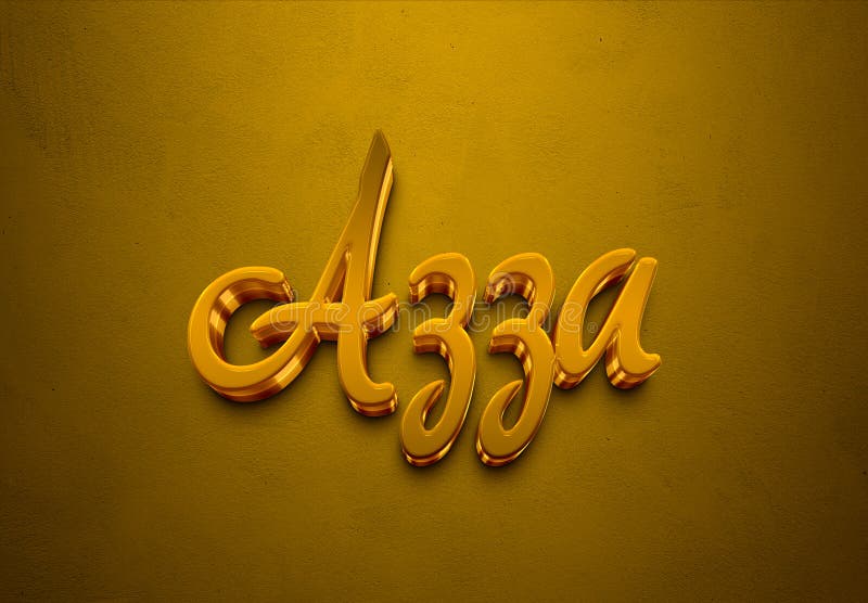 Golden 3D Editable Text Effect of Arabic Name Azza Stock Illustration ...