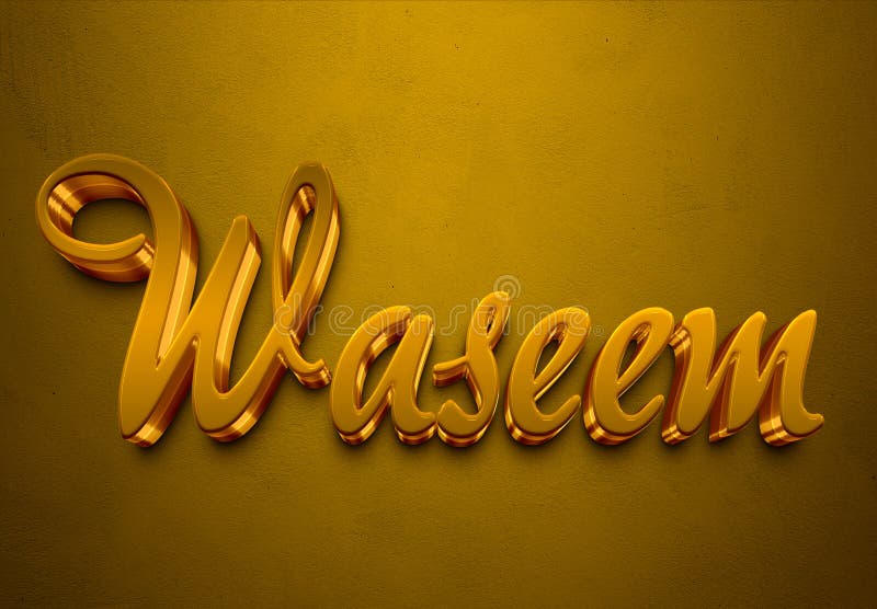 Golden 3D Editable Text Effect of Arabic Name Waseem Stock Photo ...