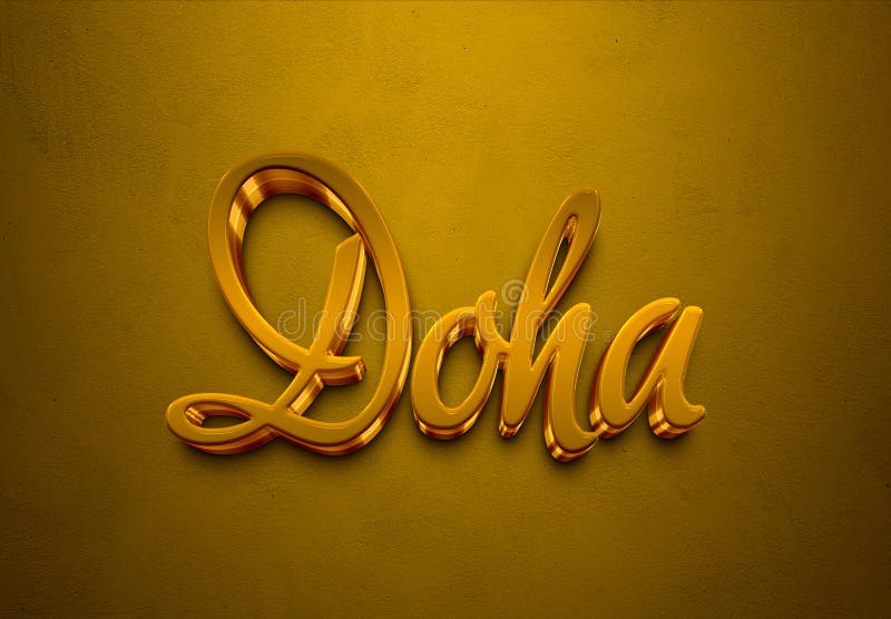 Golden 3D Editable Text Effect of Arabic Name Doha Stock Image - Image ...