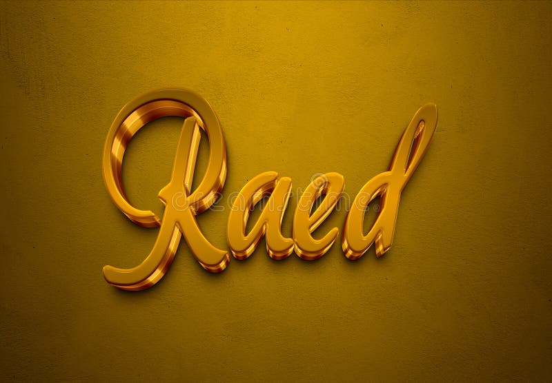 Golden 3D Editable Text Effect of Arabic Name Raed Stock Image - Image ...