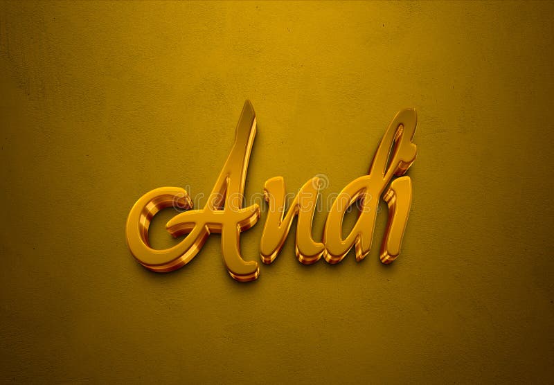 Golden 3D Editable Text Effect of Name Andi, Stock Image - Image of ...