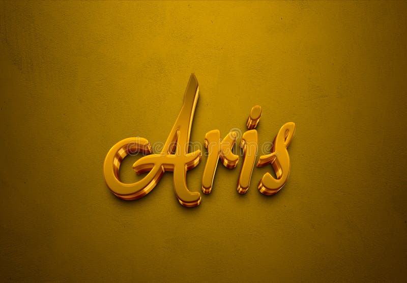 Golden 3D Editable Text Effect of Name Aris, Stock Image - Image of ...