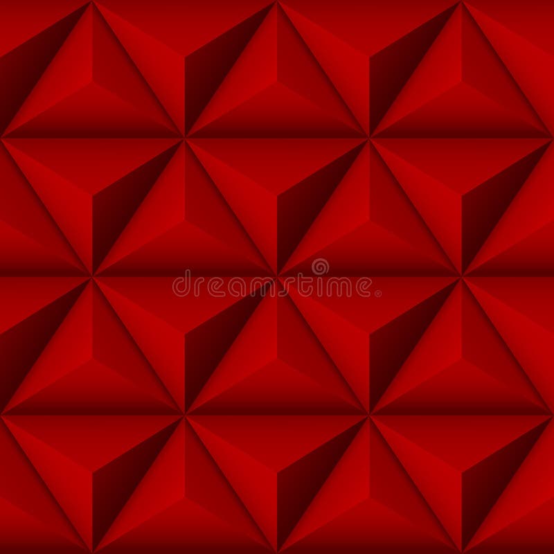 Red 3d Geometric Pattern with Pyramids. Abstract Seamless Background ...