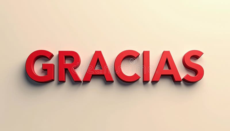 Red 3D Gracias Text on a Light Beige Background. Stock Illustration ...