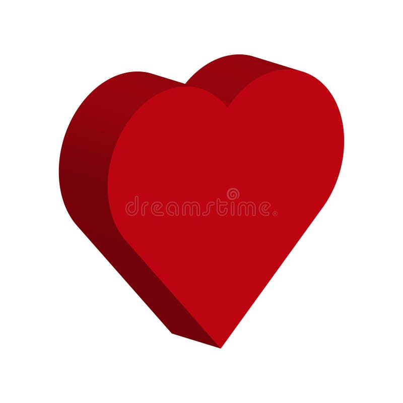 Red 3D Heart. Vector Glossy Shape. Love Passion Symbol. Volumetric ...