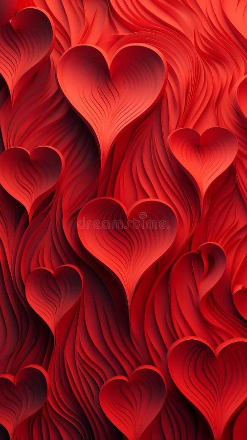 Red 3D Layered Hearts Abstract Background Texture. Valentine S Day ...