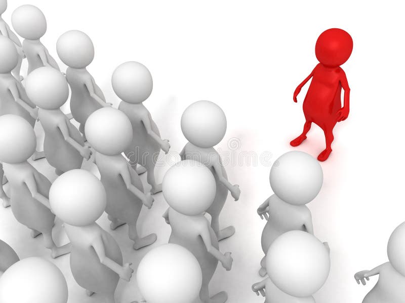 Red 3d Leader of a Team Stand Out of Crowd Stock Illustration ...