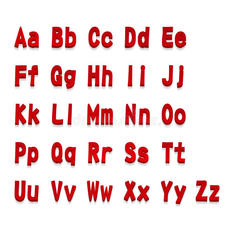 Red 3d Letters Alphabet, Lettering. Design of Red Abc for Typography ...