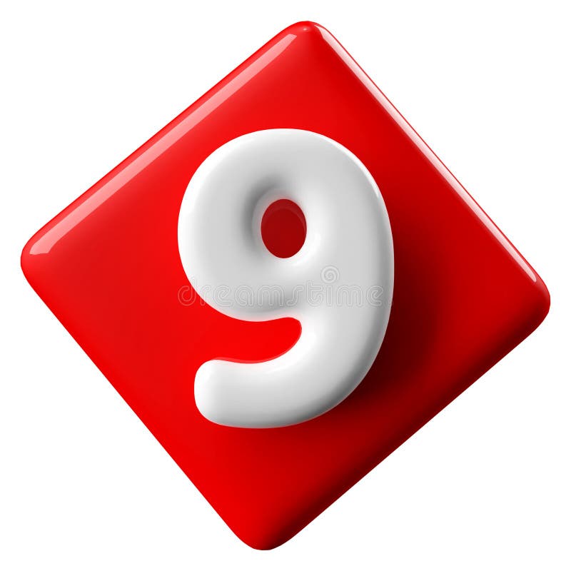 Red 3D Number 9 stock illustration. Illustration of alphabet - 324993313