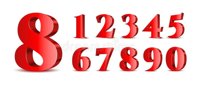 Red 3d numbers. stock vector. Illustration of vector - 303583670
