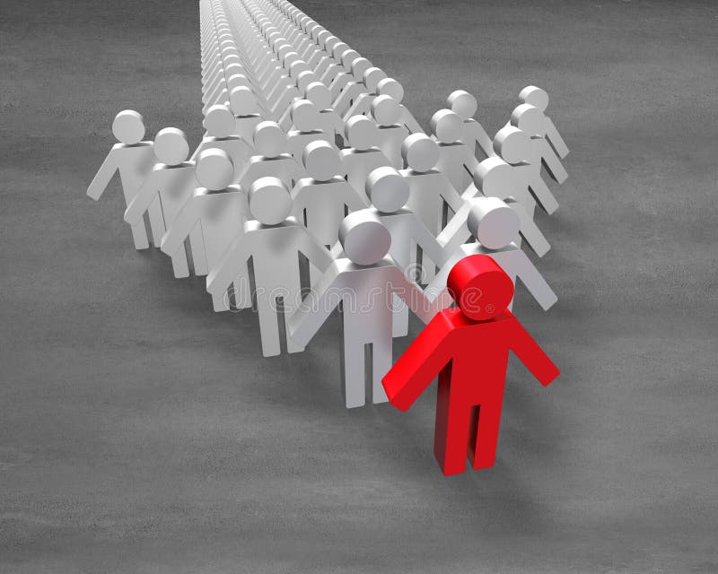 Red 3D People in First Position of Arrow Stock Illustration ...