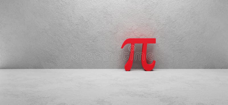 Red 3d Pi Sign Laying at a White Concrete Wall, Cgi Render Image Stock ...