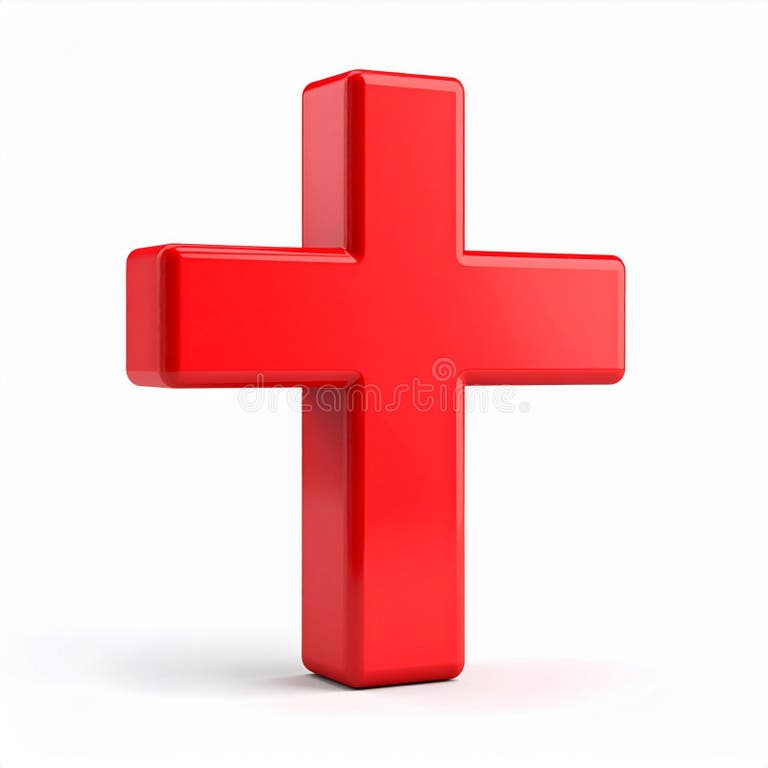 Red 3D Plus Sign on White Background Stock Illustration - Illustration ...