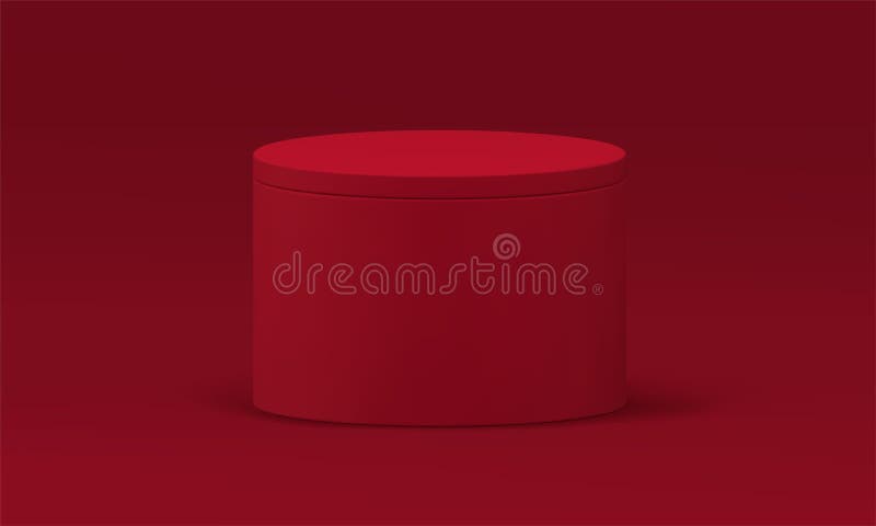 Red 3d Podium Cylinder Box Container Basic Foundation Minimal Design ...
