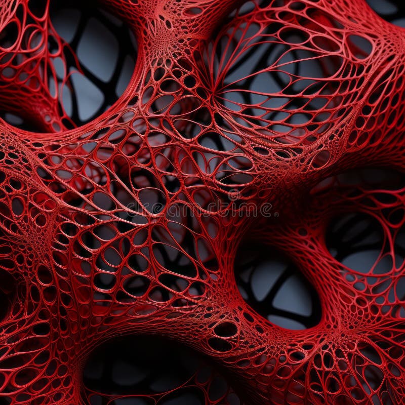 Machine Vision Background: Red Wire Sculpture with Fractal Patterns ...