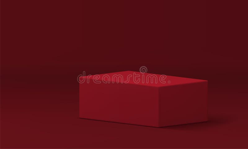 Red 3d Rectangle Podium Stand Geometric Platform for Fashion Product ...