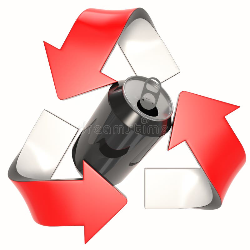 RED 3D Recycling Logo with Can Stock Illustration - Illustration of ...