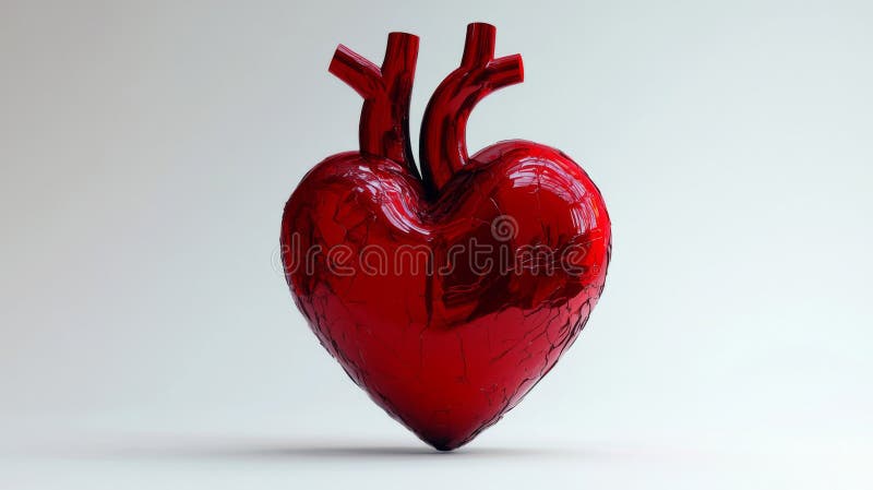 Red 3D Rendered Heart Model on White Background Stock Illustration ...
