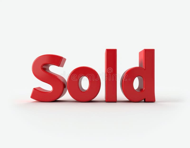 Red 3D Sold Text on White Background. Stock Illustration - Illustration ...