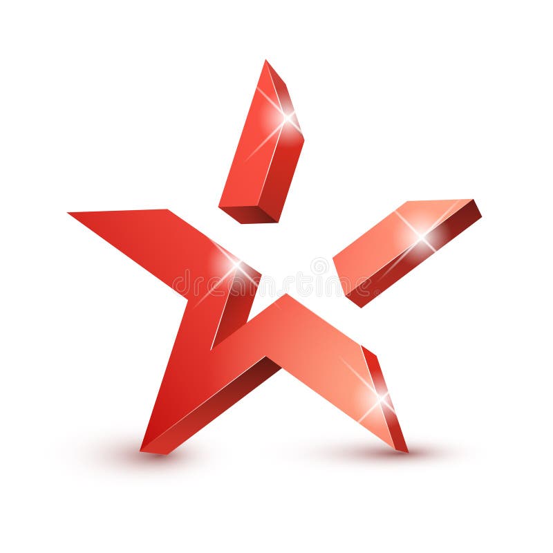 Red 3d Star with Golden 3d Star with Highlights Stock Vector ...