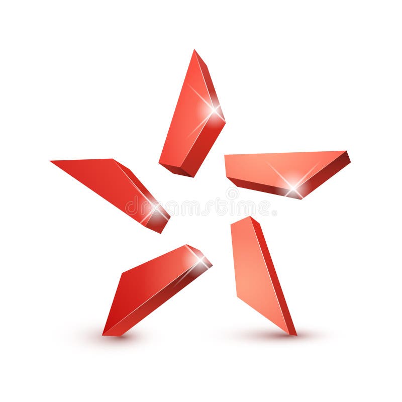 Red 3d Star with Golden 3d Star with Highlights Stock Illustration ...