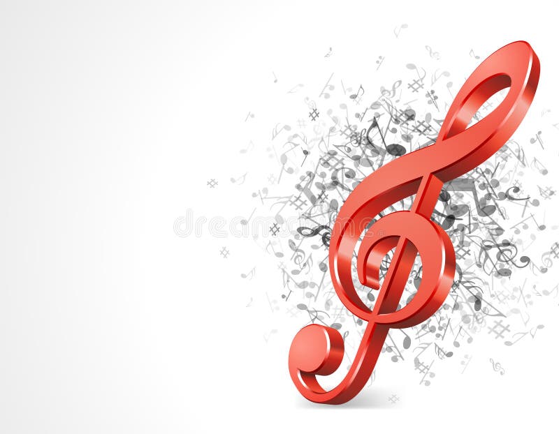 Red 3d Treble Clef on Abstract Music Vector Background. Fireworks Made ...