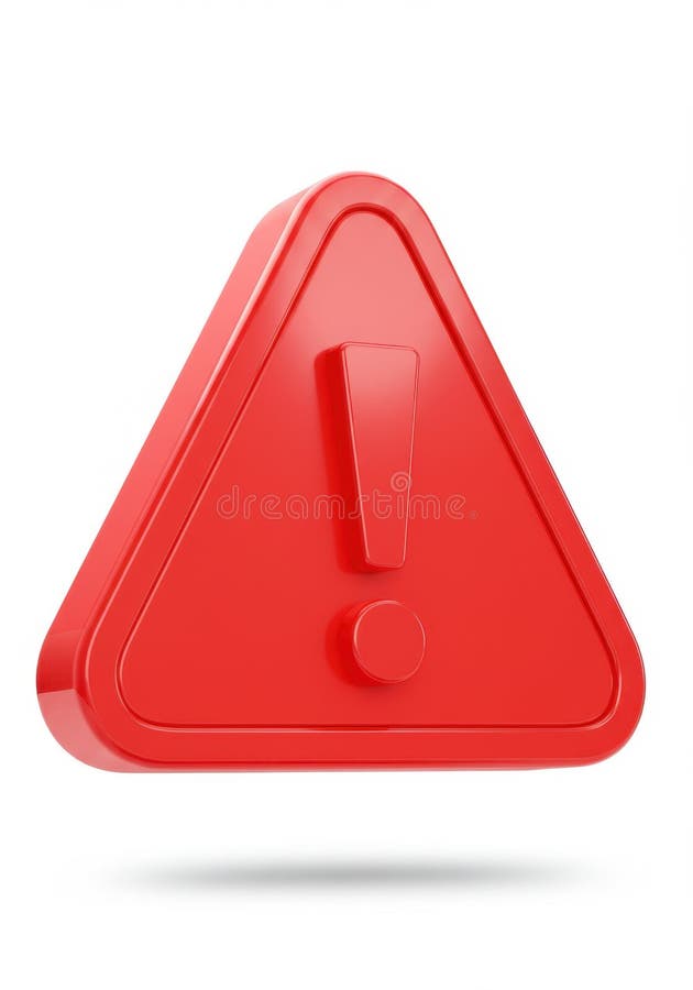 Red 3D Triangle Warning Sign with Exclamation Mark Stock Illustration ...