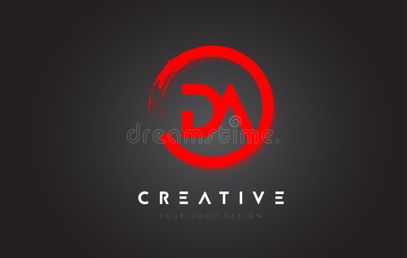 Red DA Circular Letter Logo with Circle Brush Design and Black ...