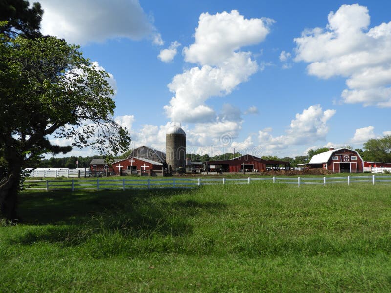 Red Dairy Barns Under Blue Sky in Virginia USA Editorial Photo - Image ...
