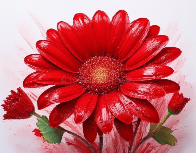 Red Daisy Flower Against White Background Stock Image - Image of bloom ...
