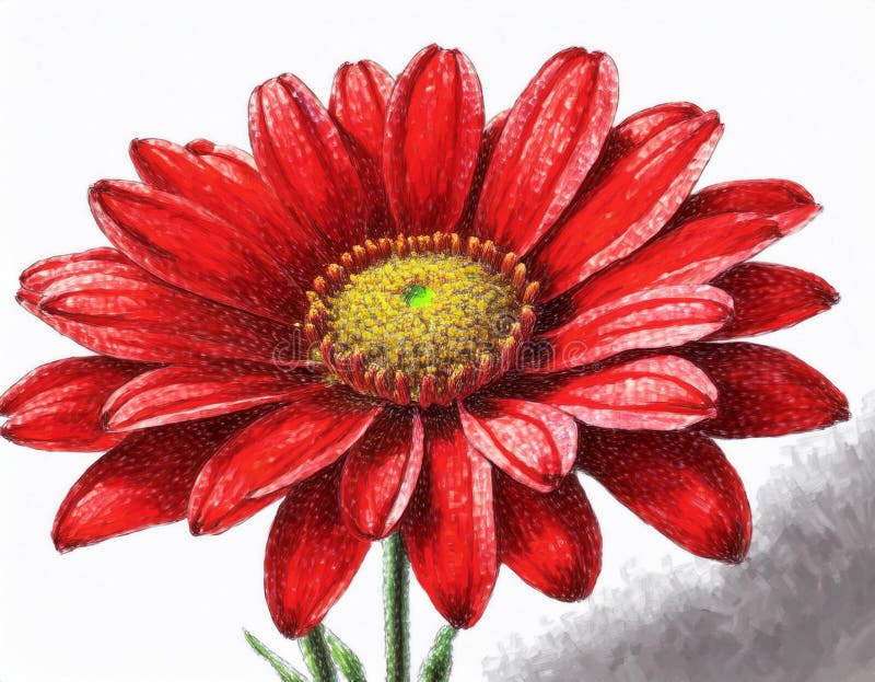 Red Daisy Flower Against White Background Stock Image - Image of summer ...