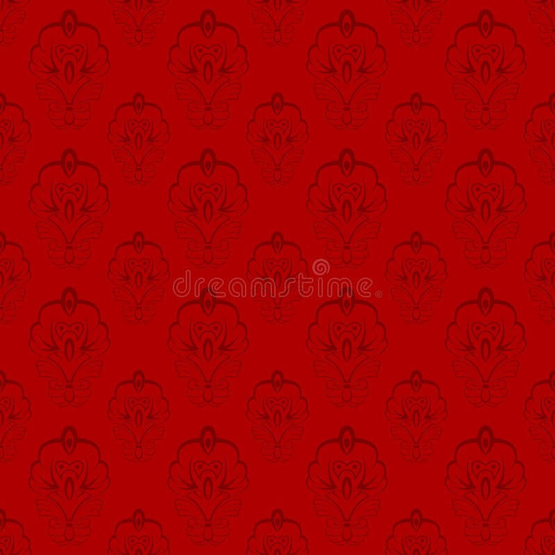 Seamless Red Wallpaper Pattern Stock Vector - Illustration of flora ...