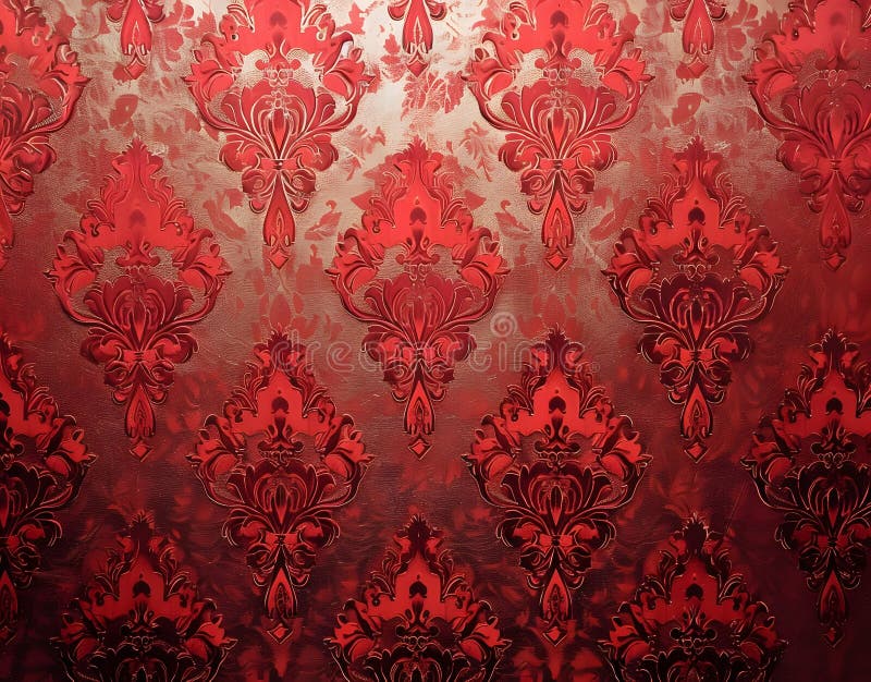 Red Damask Floral Pattern Wallpaper Texture Stock Illustration ...