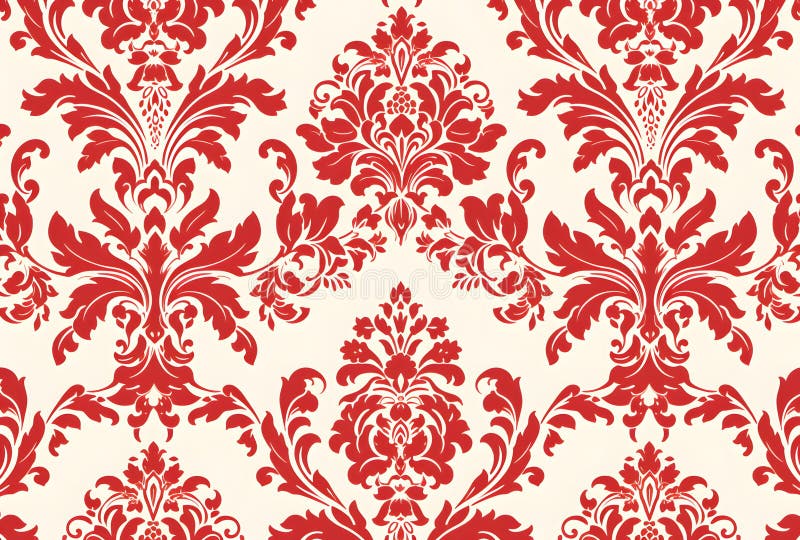 Red Damask Pattern Vintage Wallpaper Design Stock Illustration ...
