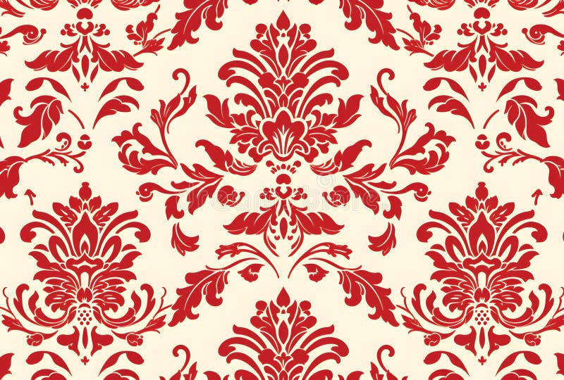 Red Damask Pattern Vintage Wallpaper Design Stock Illustration ...