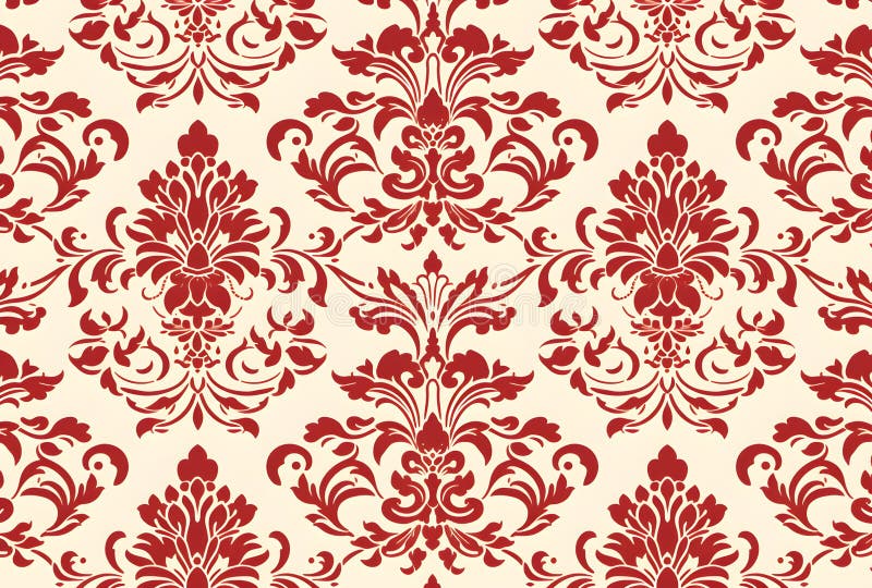 Red Damask Pattern Vintage Wallpaper Design Stock Illustration ...