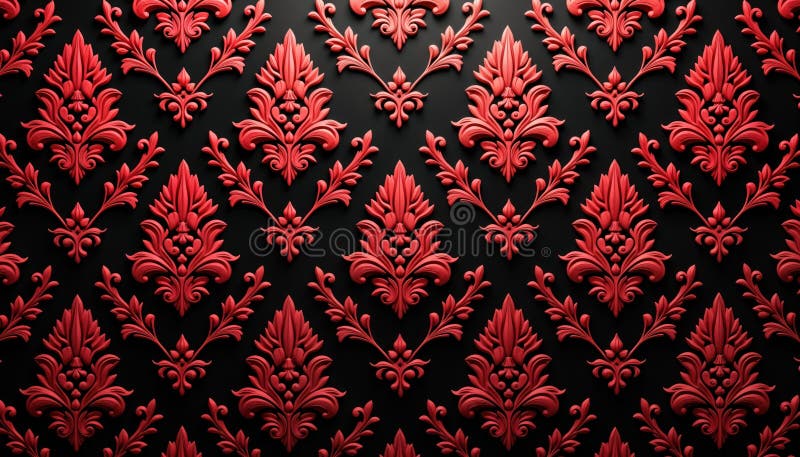 Red Damask Border Designs Luxury Gold Silk Weaves Damask Pattern On