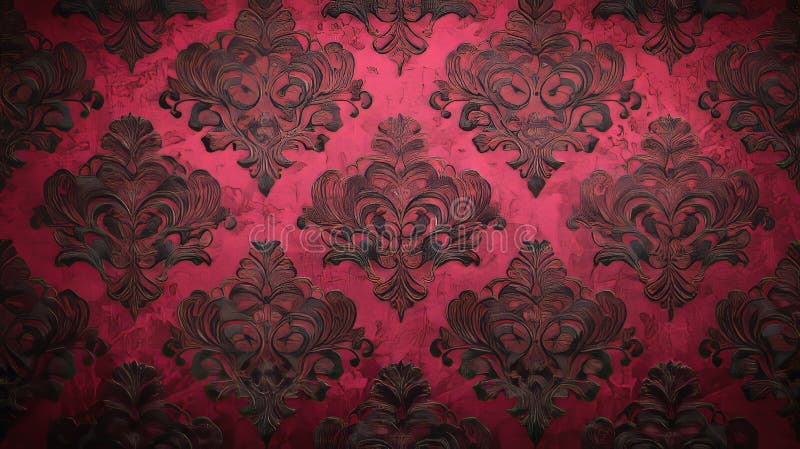 Red Damask Seamless Pattern Background Wallpaper, Textile, Packaging ...
