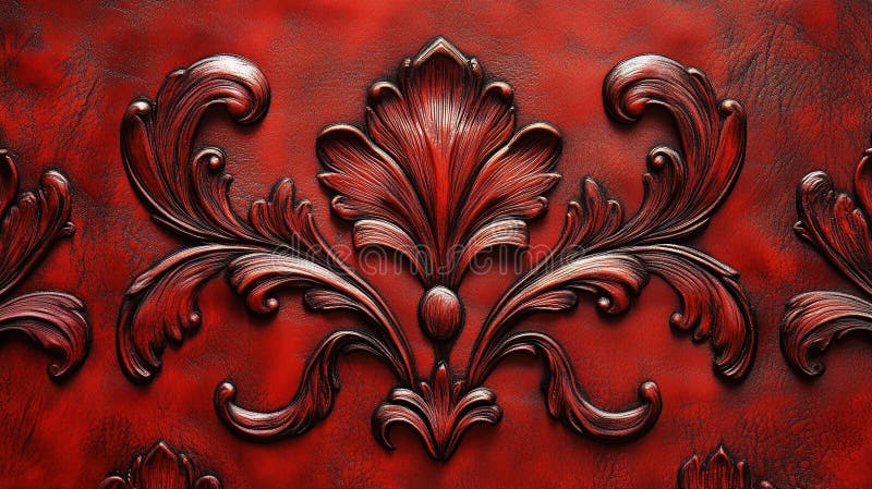 Red Damask Wallpaper Background Stock Image - Image of textured, carpet ...