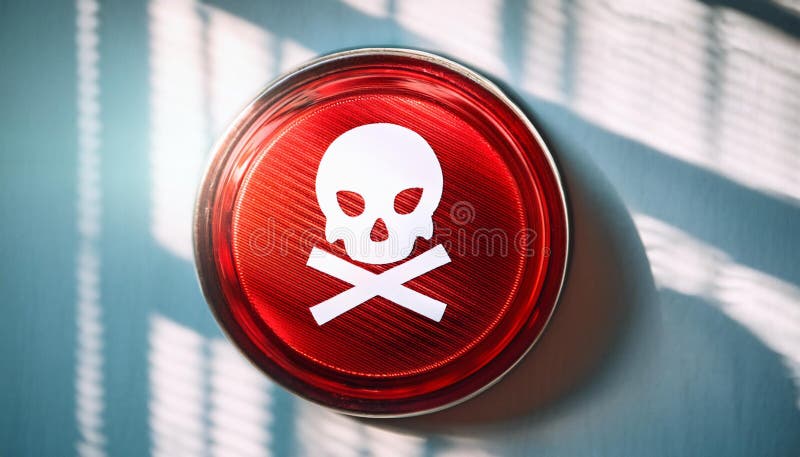 Red danger button stock illustration. Illustration of button - 366049956
