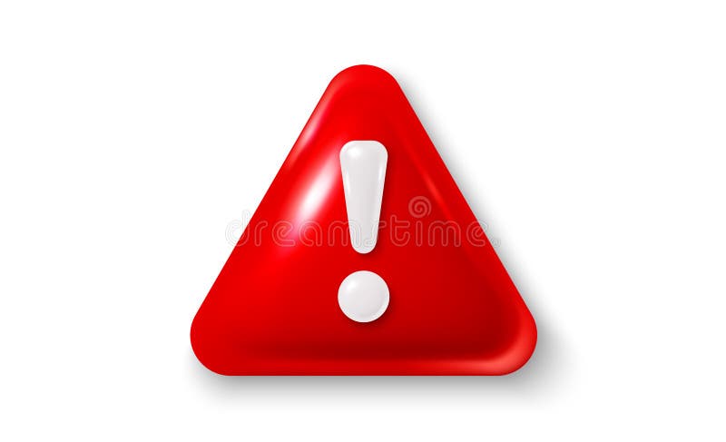 Red Danger Warning Triangle 3d Icon. Alert, Caution or Emergency ...