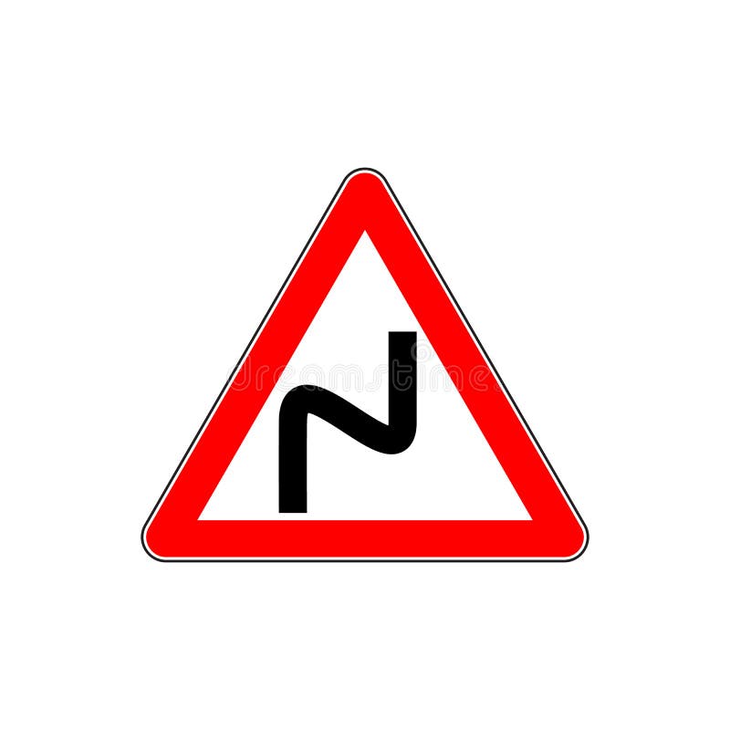 Red Dangerous Double-turn Sign Stock Vector - Illustration of bend ...