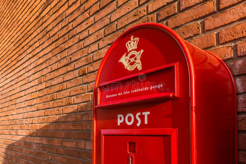 A Red Danish Mailbox on a Brick Wall Editorial Stock Image - Image of ...