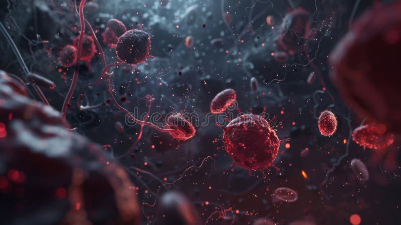 Microscopic View of Viruses and Cells Stock Photo - Image of background ...