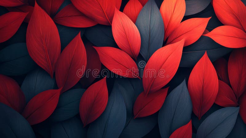 Red and Dark Teal Leaves Pattern Background Stock Illustration ...