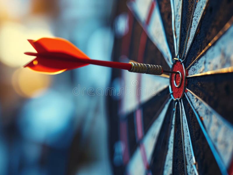 Red Dart Arrow Hitting the Center of Dartboard. Business Success ... Red Dart Arrow Hitting the Center of Dartboard. Business Success ...