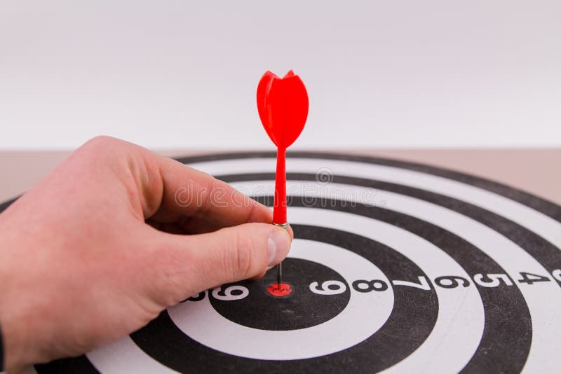 Red Dart Darts in the Center of the Target Hit the Target Won Stock ...