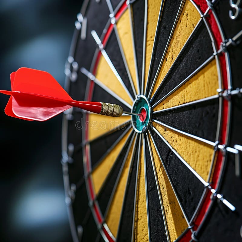 Red Dart Hitting Bullseye on Dartboard. Stock Illustration ... Red Dart Hitting Bullseye on Dartboard. Stock Illustration ...
