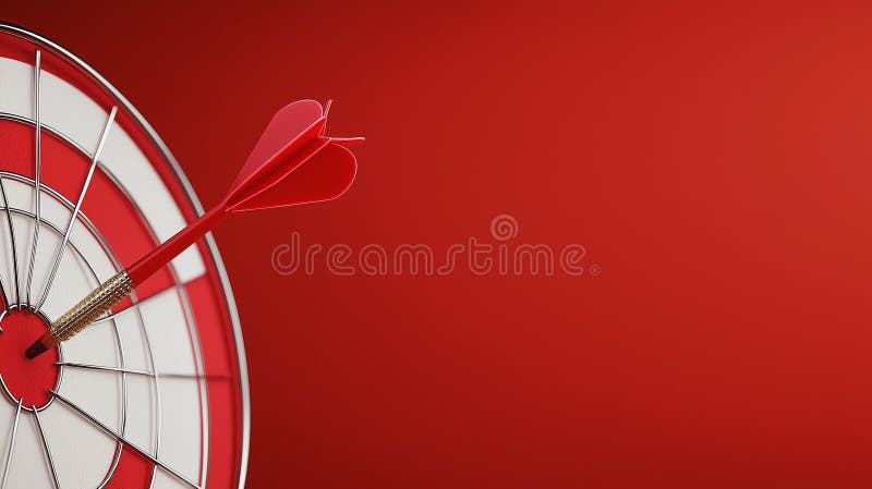 Red Dart Hitting the Bullseye on a Target, Winning Strategy Concept ...